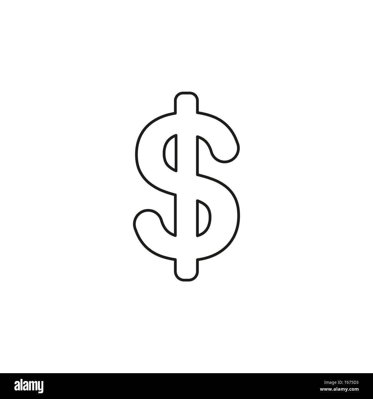 Vector icon of dollar symbol. Black outlines Stock Vector Image & Art ...