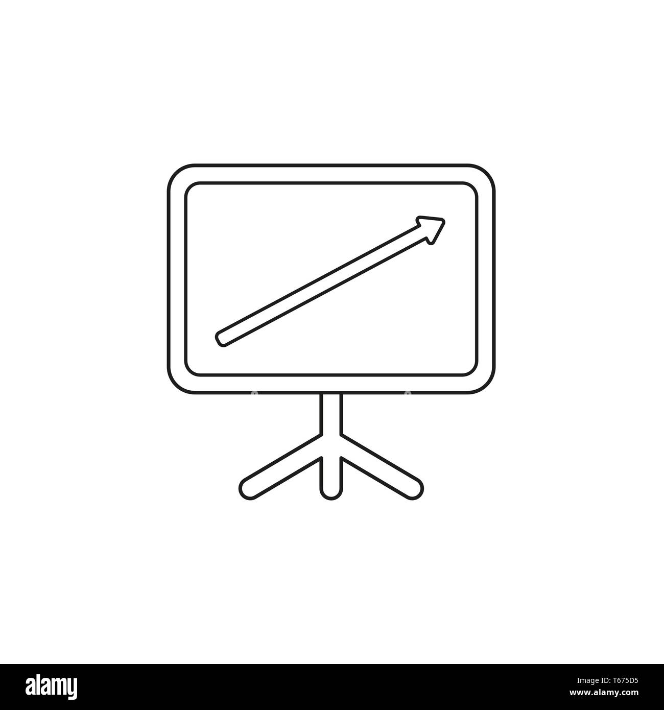 Vector icon concept of sales chart board with arrow moving up. Black ...