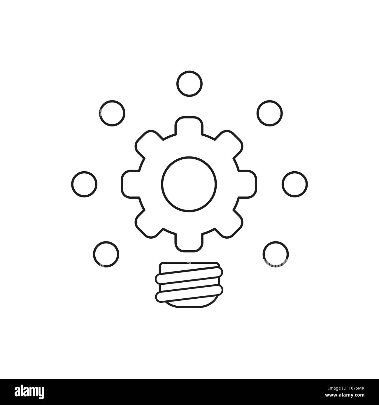 Vector icon concept of gear light bulb glowing. Black outlines Stock ...