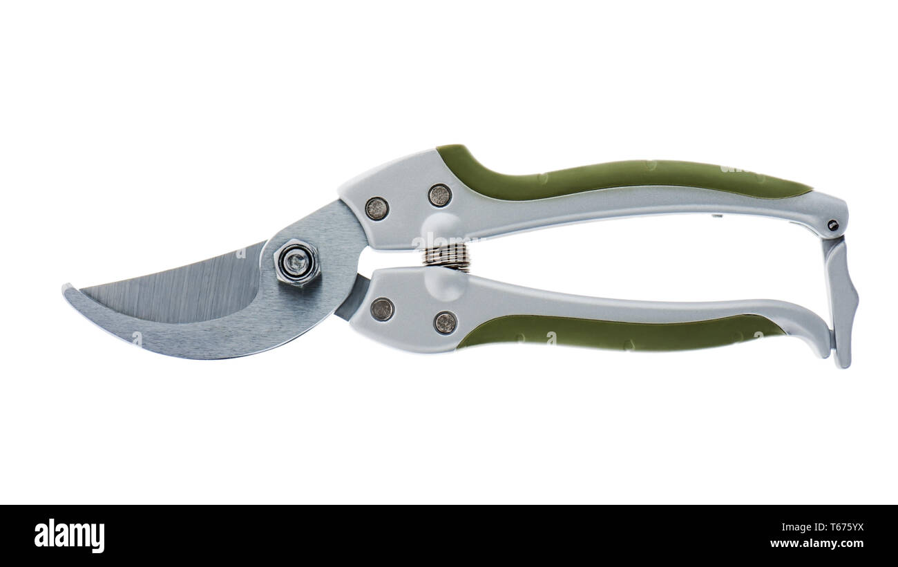 Garden pruner isolated on a white background. Clos Stock Photo - Alamy