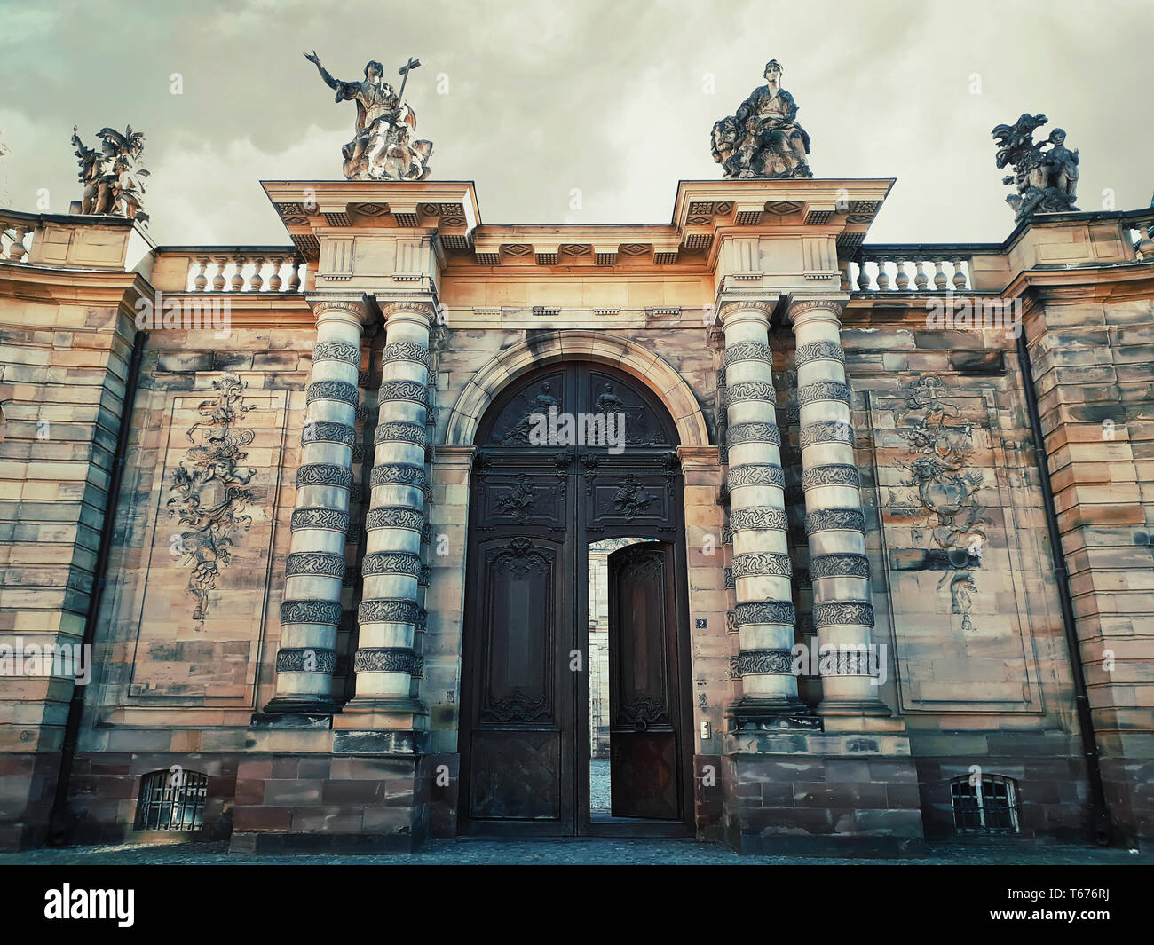 Rohan Palace gate with columns as entrance to Strasbourg city ...