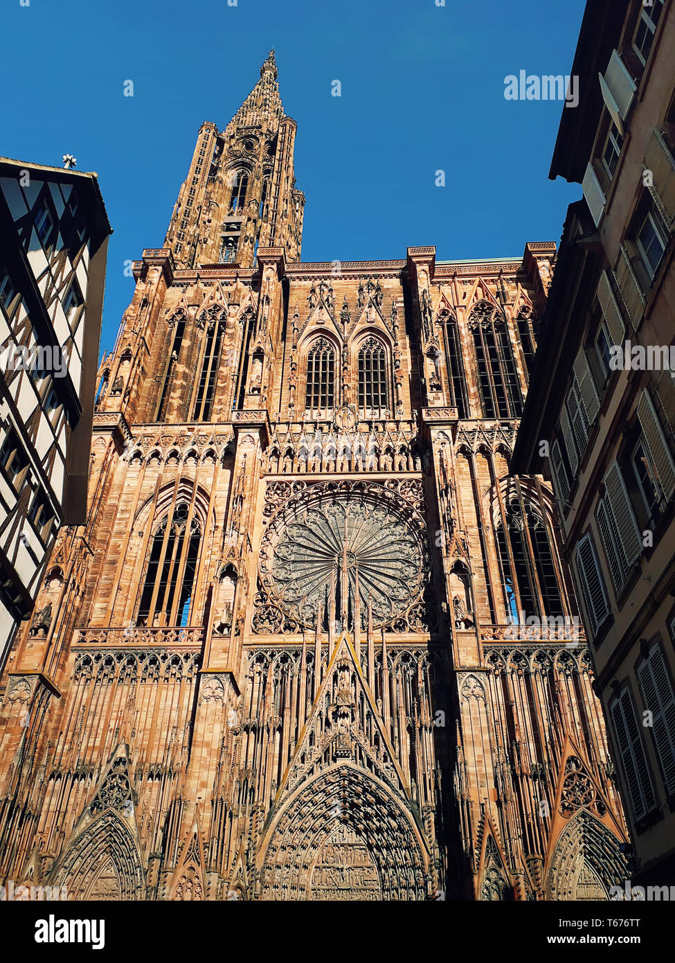 Main entrance of Roman Catholic Cathedral Notre Dame de Strasbourg in ...