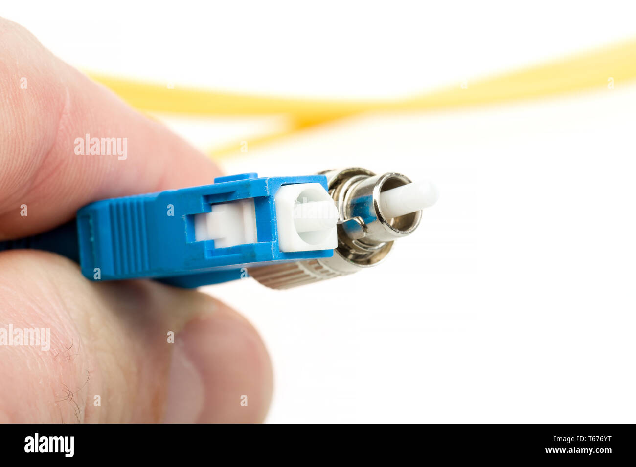 blue fiber optic SC connector and FC type connector Stock Photo - Alamy