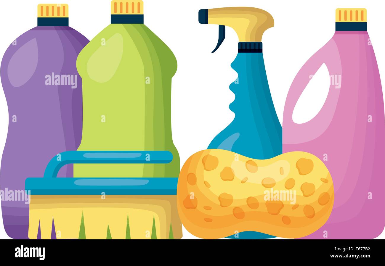 Spring cleaning concept bottles Stock Vector Images - Alamy