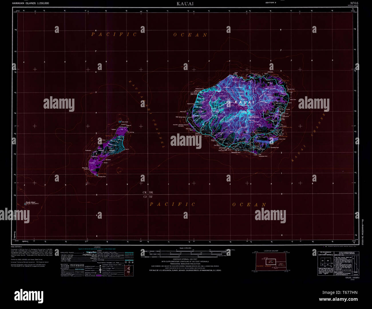 USGS TOPO Map Hawaii HI Kauai 349930 1970 250000 Inverted Restoration ...
