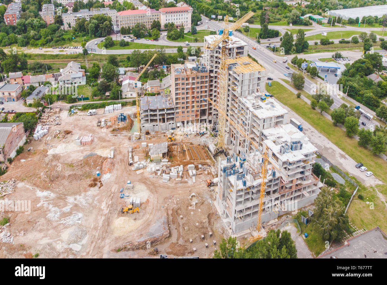 aerial view of apartment construction site. house building Stock Photo ...