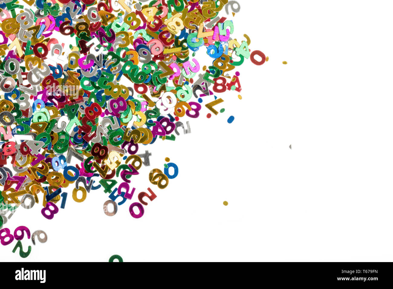 small color numbers confetti on white Stock Photo - Alamy