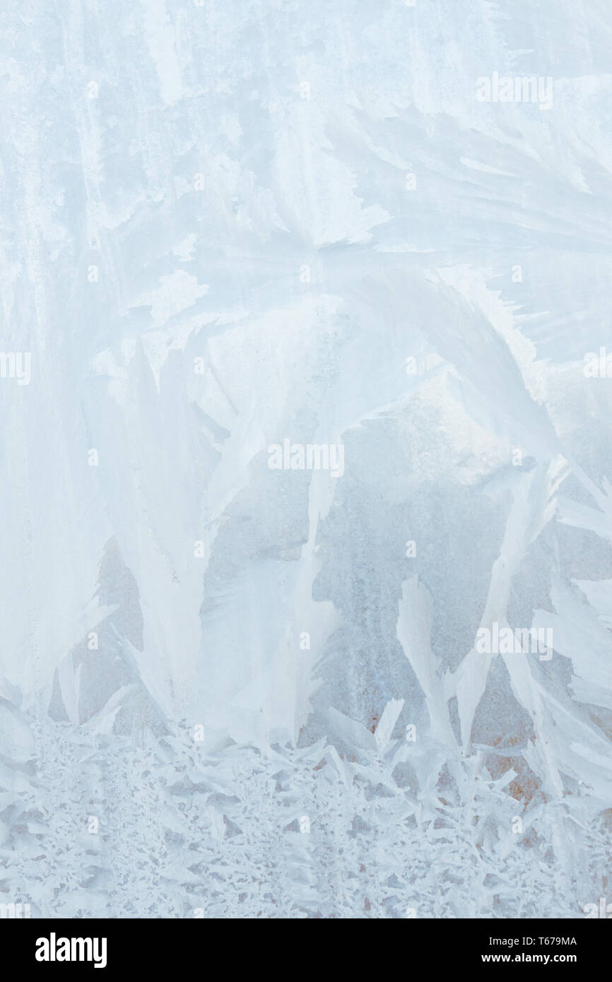 Frosty patterns on a frozen ice box in the early morning Stock Photo ...