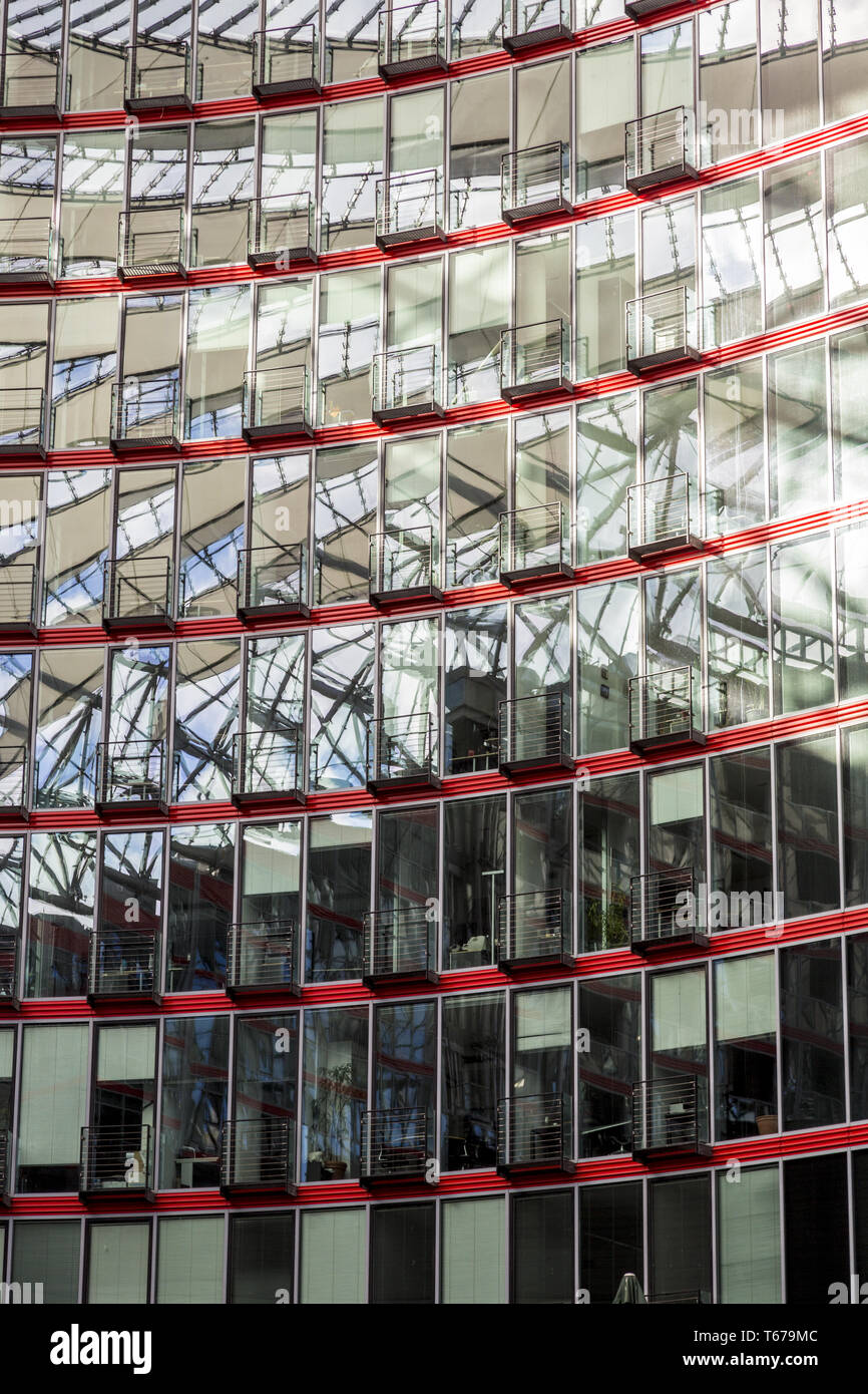 window facade of a modern building with little balconies Stock Photo ...