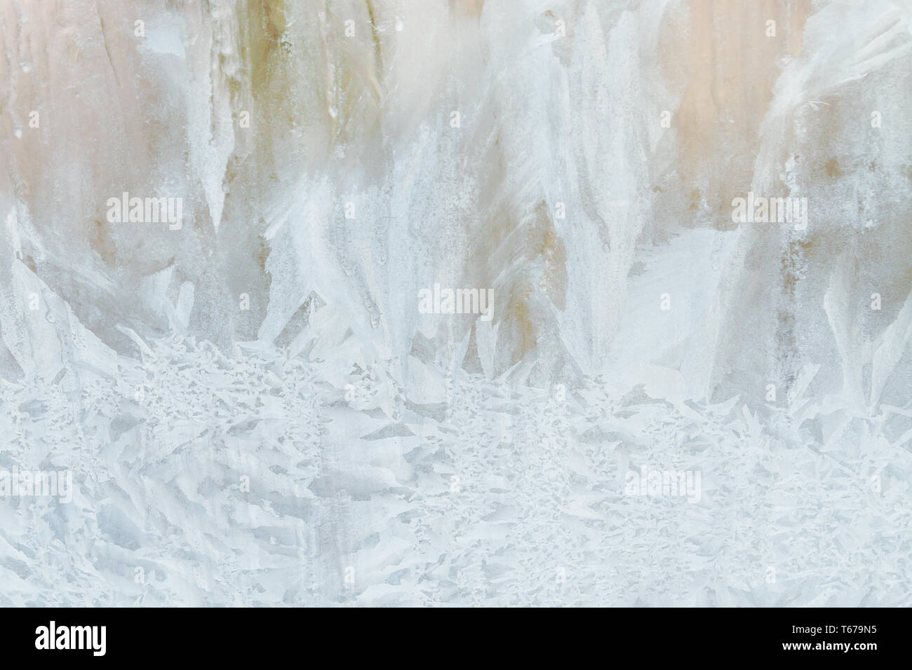 Frosty patterns on a frozen ice box in the early morning Stock Photo ...