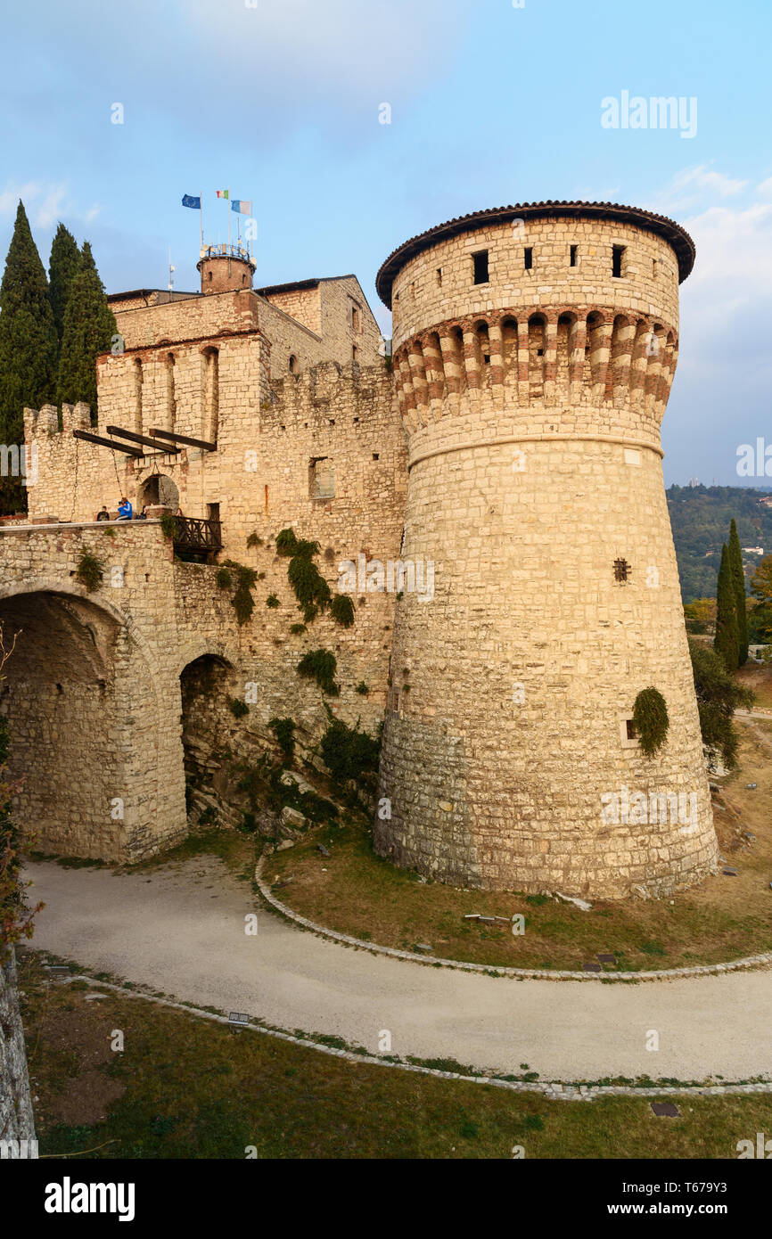 Medieval castle of Brescia or Castello di Brescia. Italy Stock Photo ...