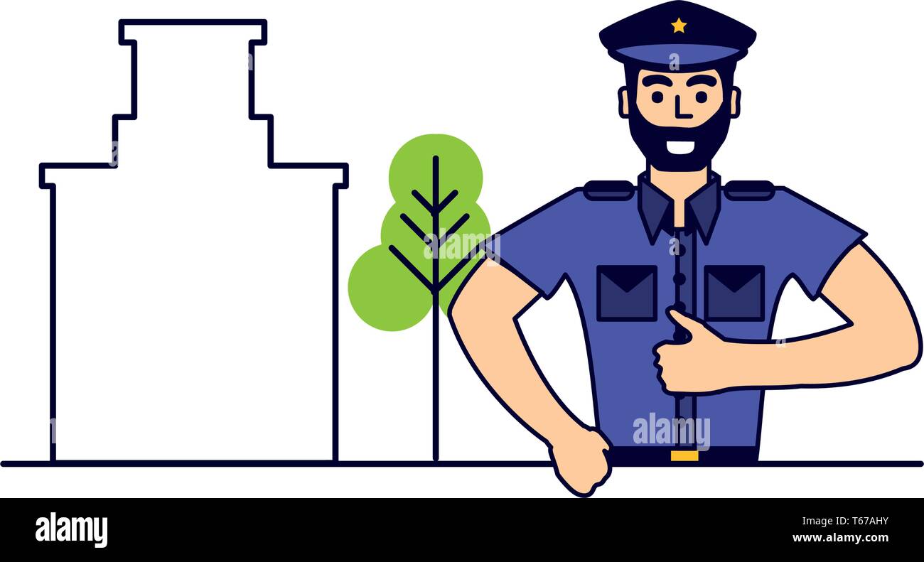 police officer with cityscape vector illustration design Stock Vector ...