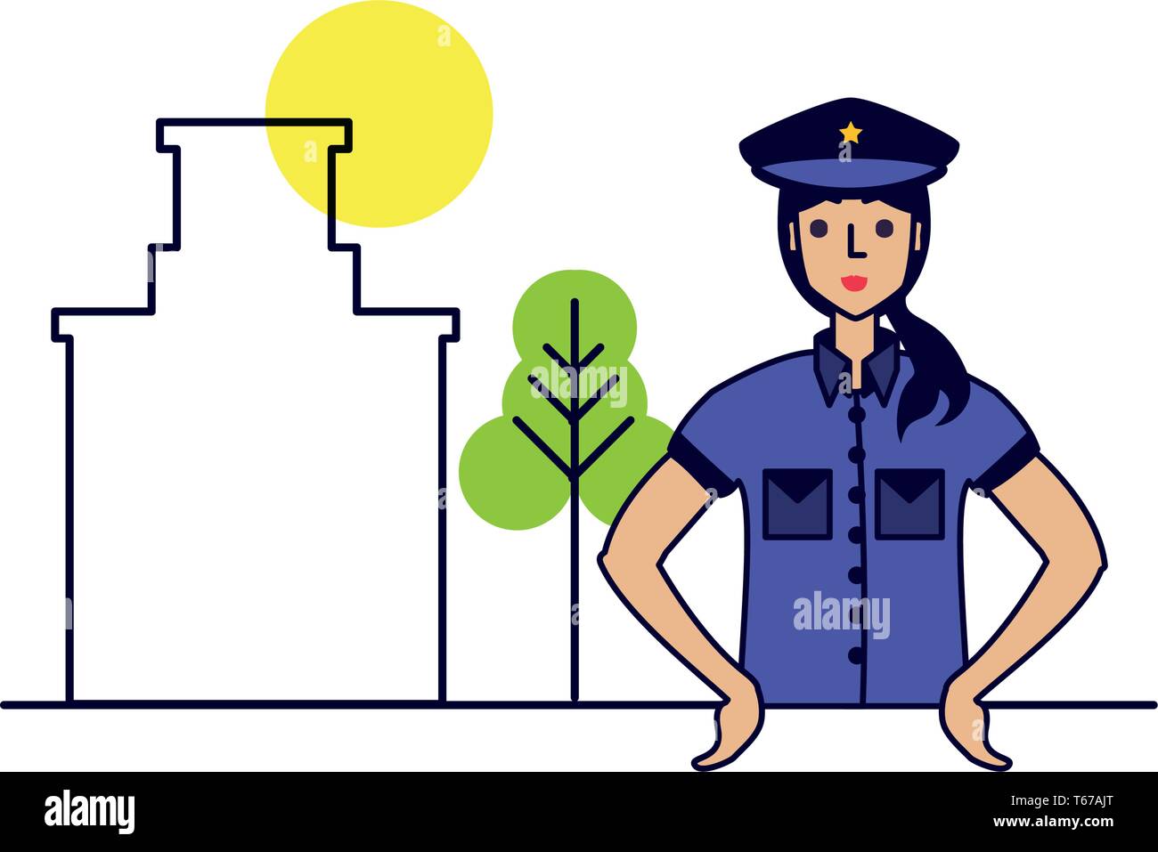 police officer female with cityscape vector illustration design Stock ...