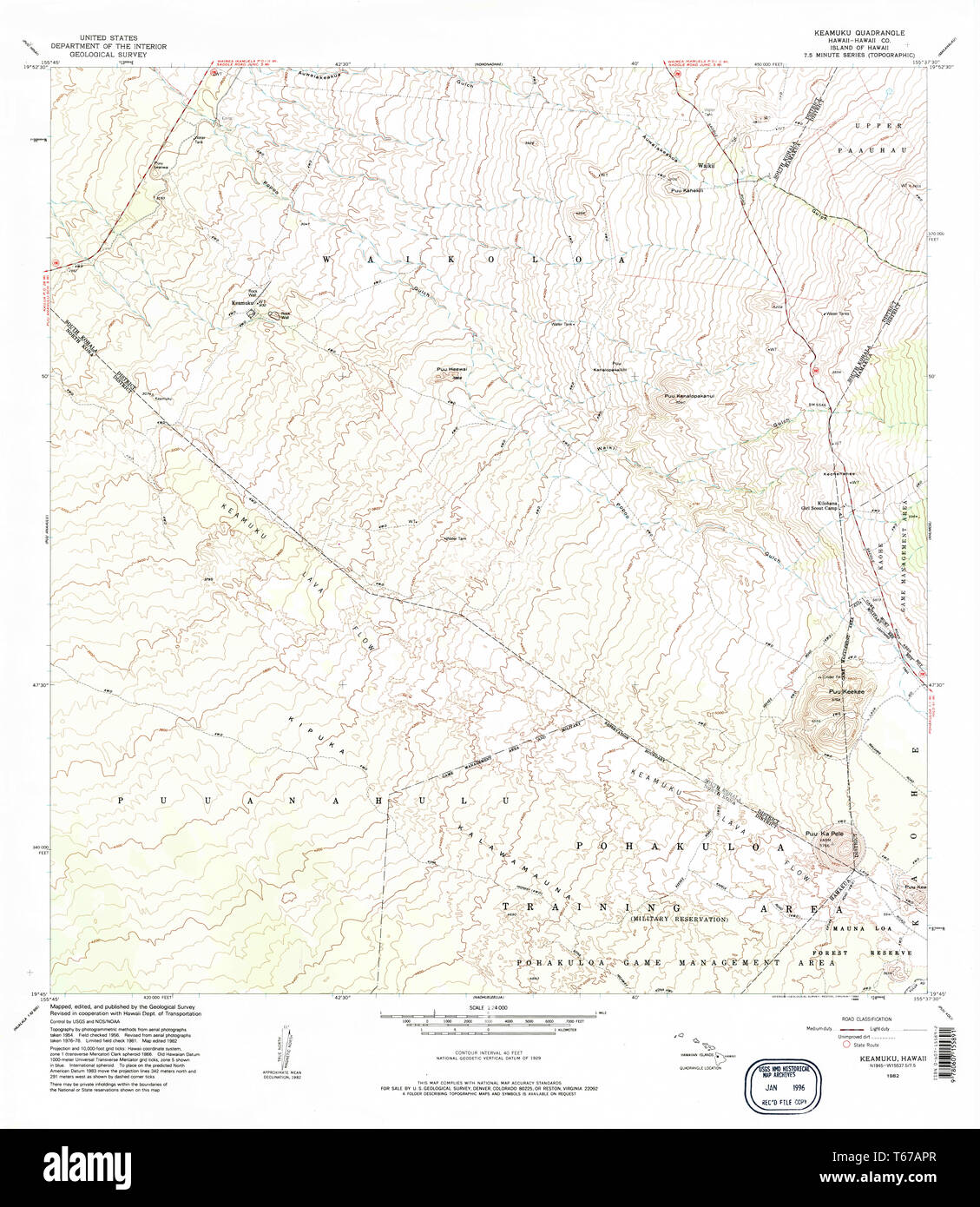 USGS TOPO Map Hawaii HI Keamuku 349439 1982 24000 Restoration Stock ...