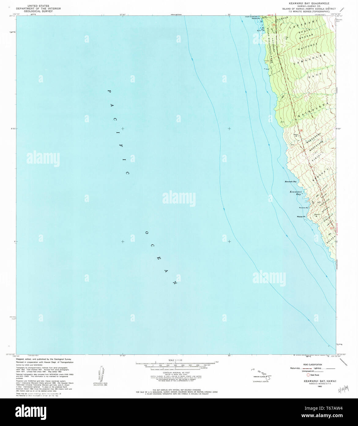 USGS TOPO Map Hawaii HI Keawanui Bay 349453 1982 24000 Restoration ...