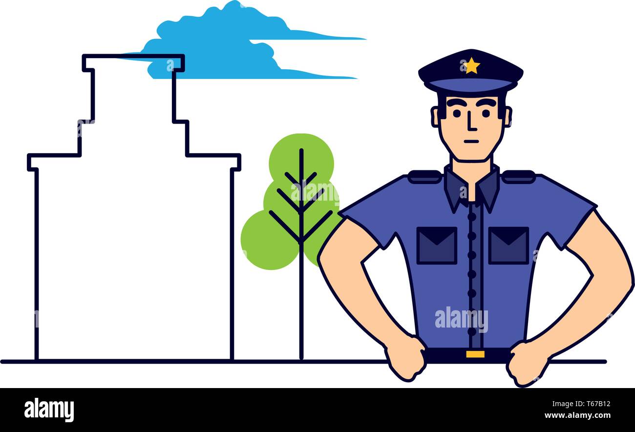 police officer with cityscape vector illustration design Stock Vector ...