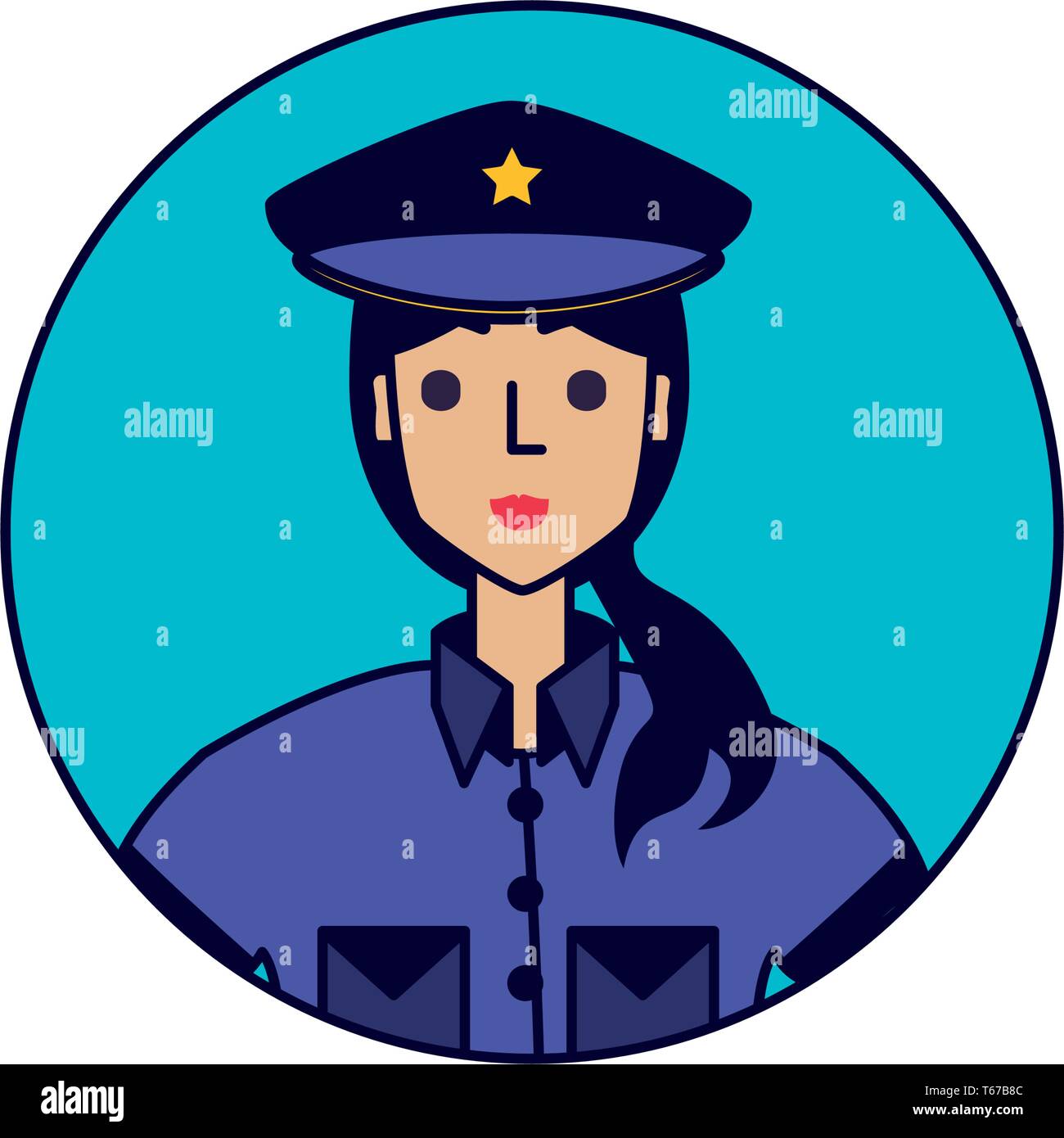 police officer female in frame circular vector illustration design ...