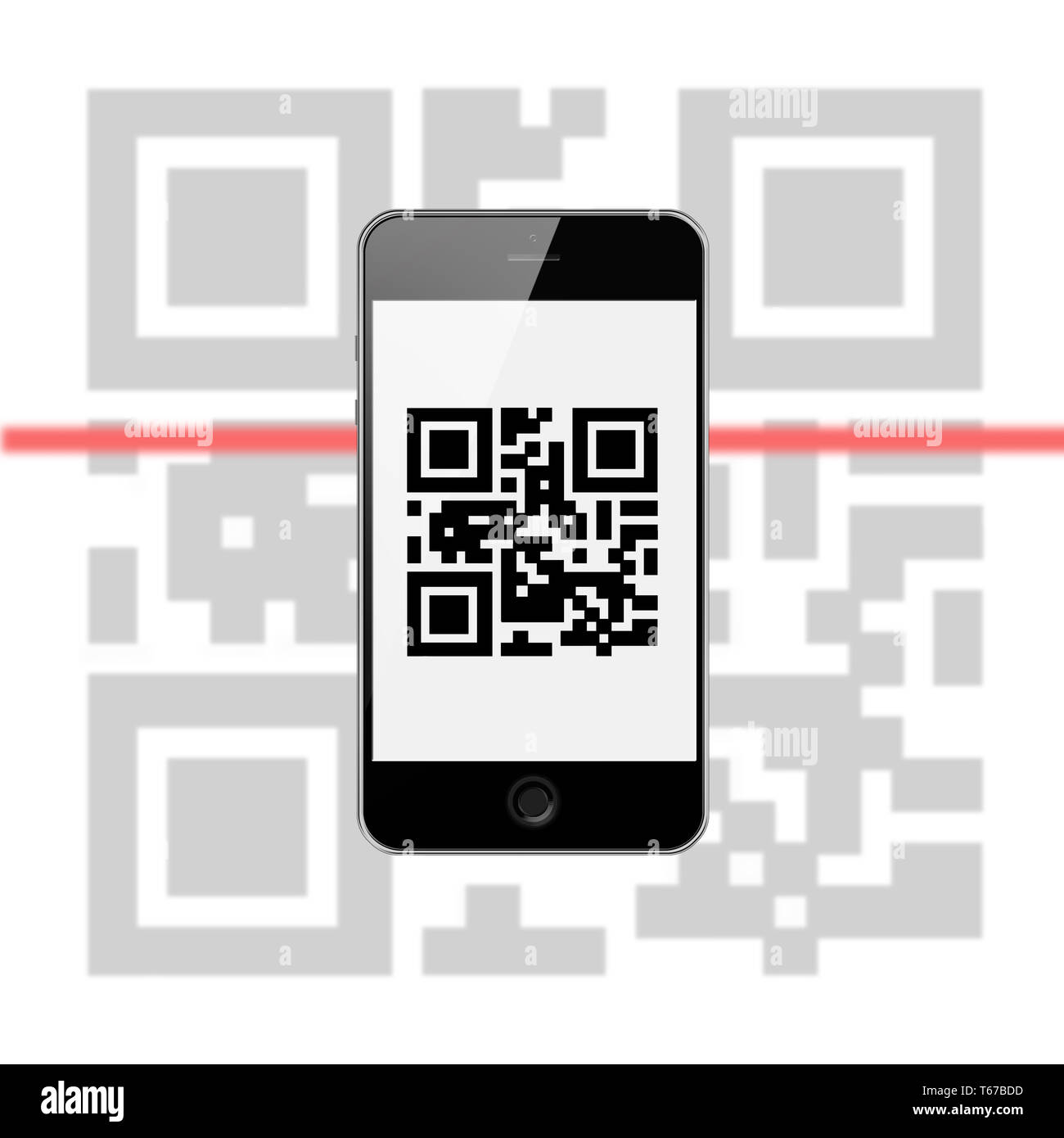 Mobile Smart Phone with QR Code Isolated on White Background Stock ...