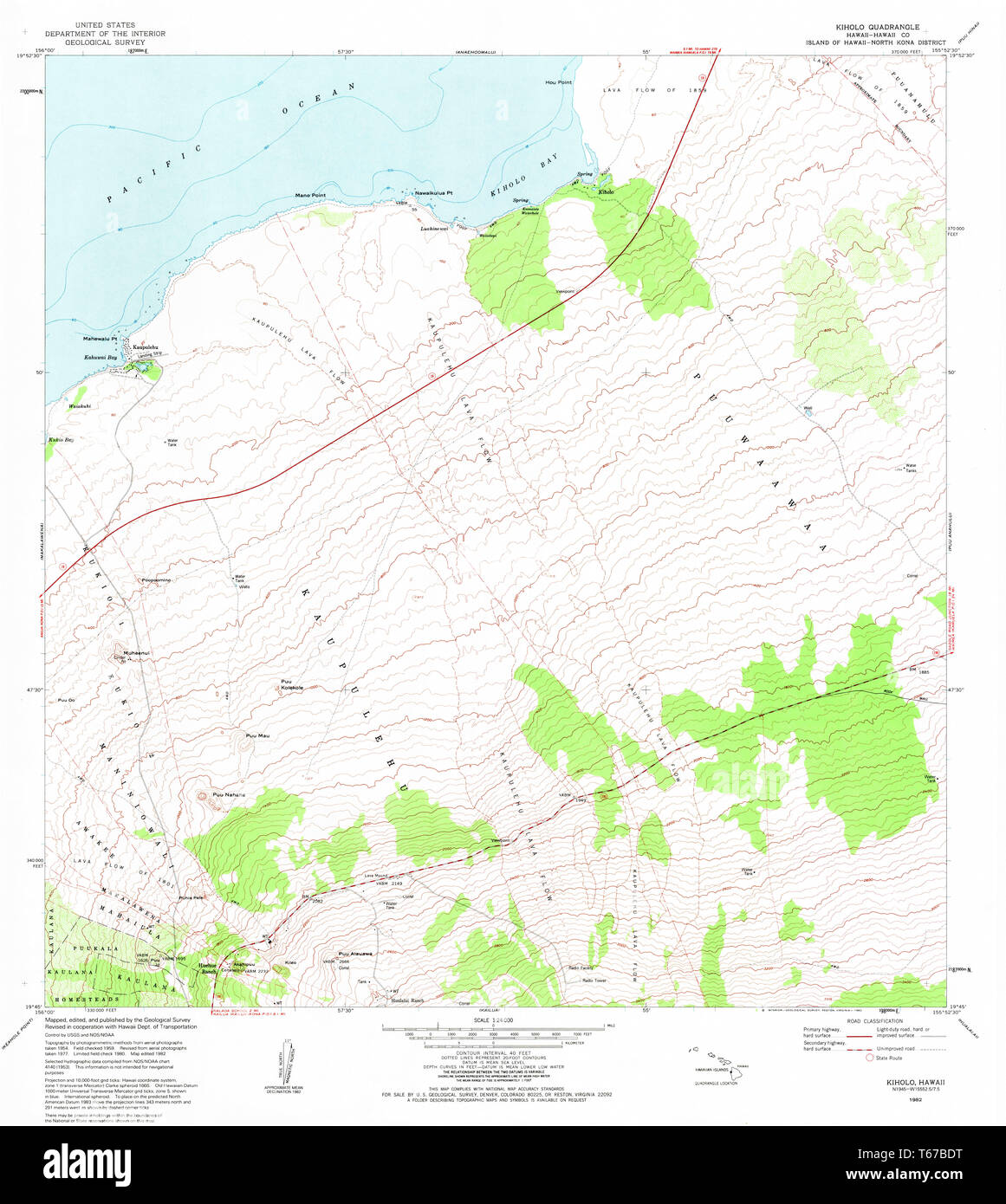 USGS TOPO Map Hawaii HI Kiholo 349460 1982 24000 Restoration Stock ...