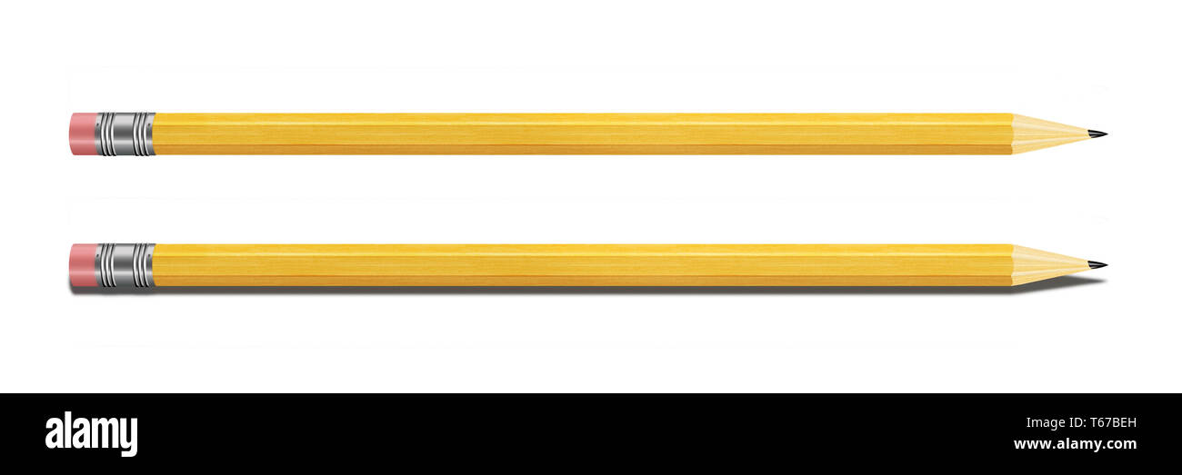 Set of Yellow Pencils Isolated on White Background Stock Photo - Alamy