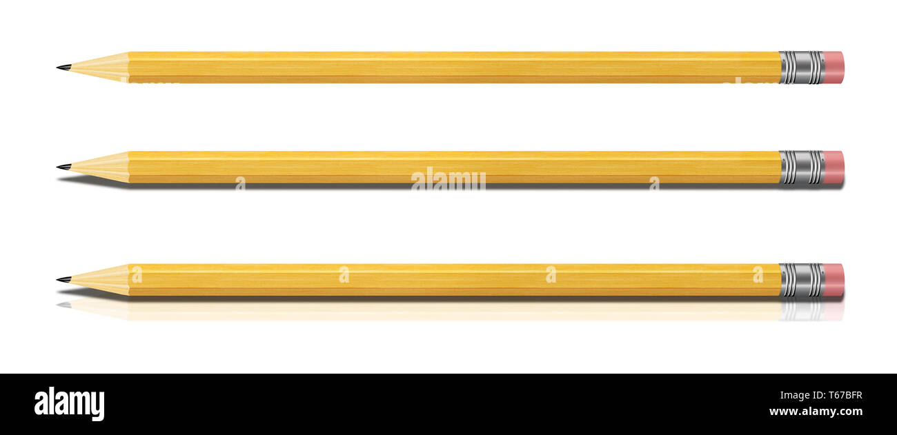 Set of Yellow Pencils Isolated on White Background Stock Photo - Alamy
