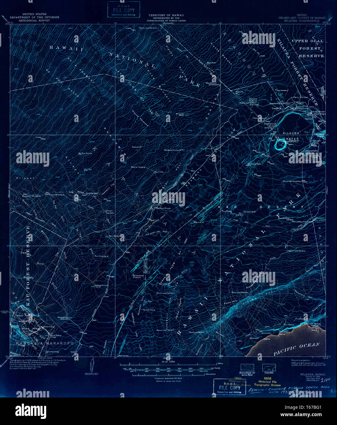 USGS TOPO Map Hawaii HI Kilauea 349874 1924 62500 Inverted Restoration ...