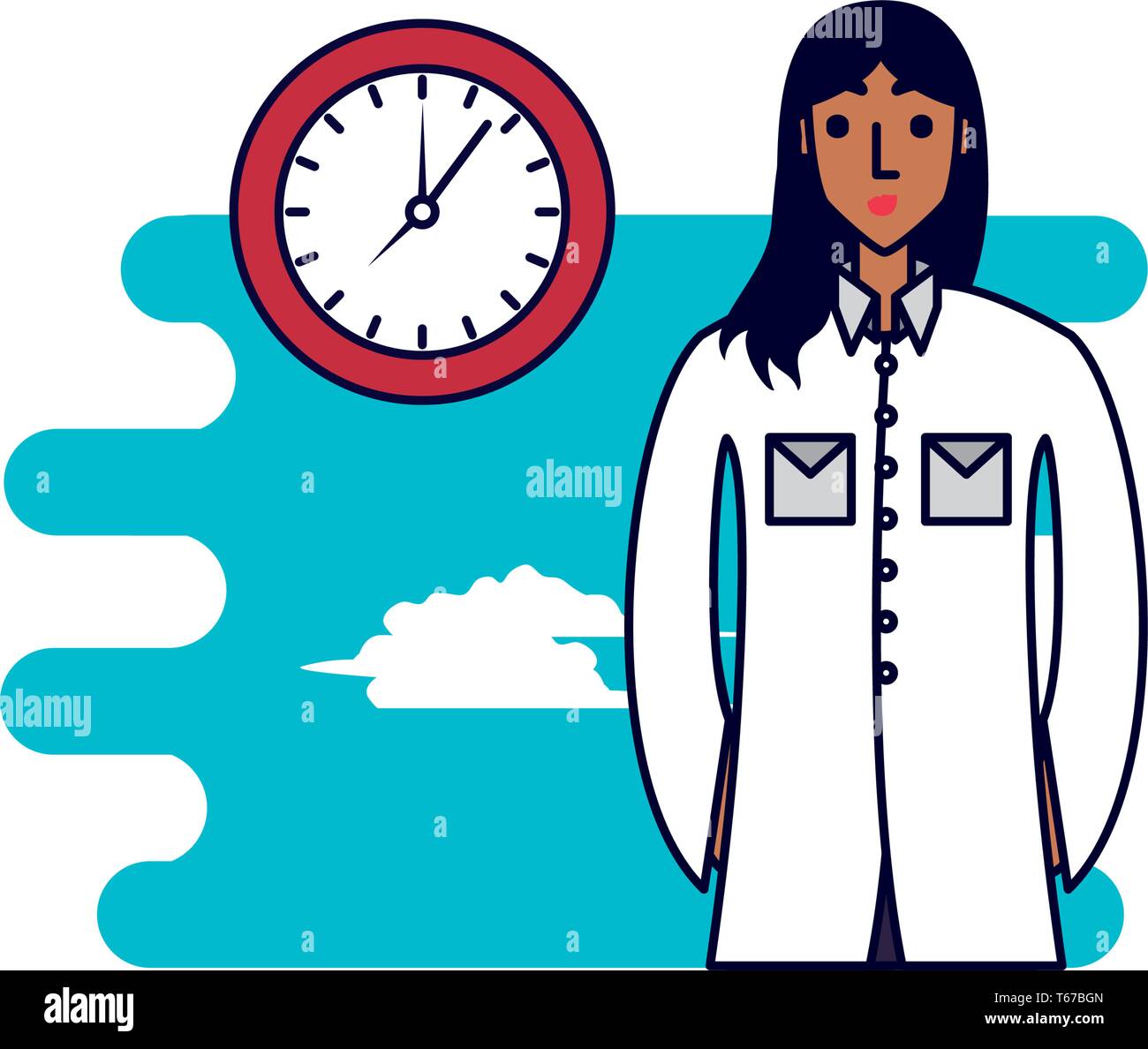 doctor female professional with clock time vector illustration design ...