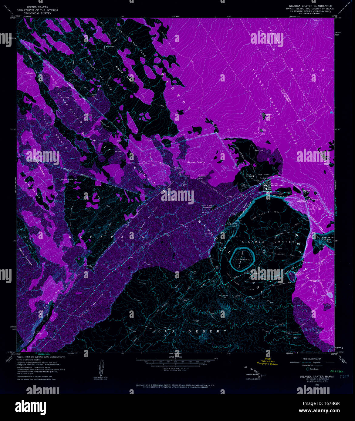 USGS TOPO Map Hawaii HI Kilauea Crater 349464 1963 24000 Inverted ...