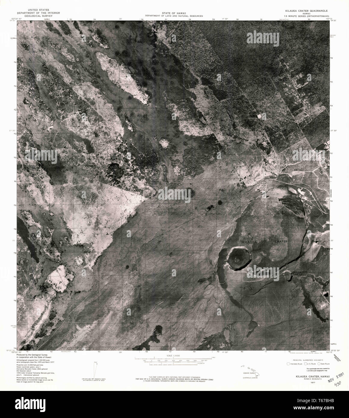 USGS TOPO Map Hawaii HI Kilauea Crater 349465 1977 24000 Restoration ...