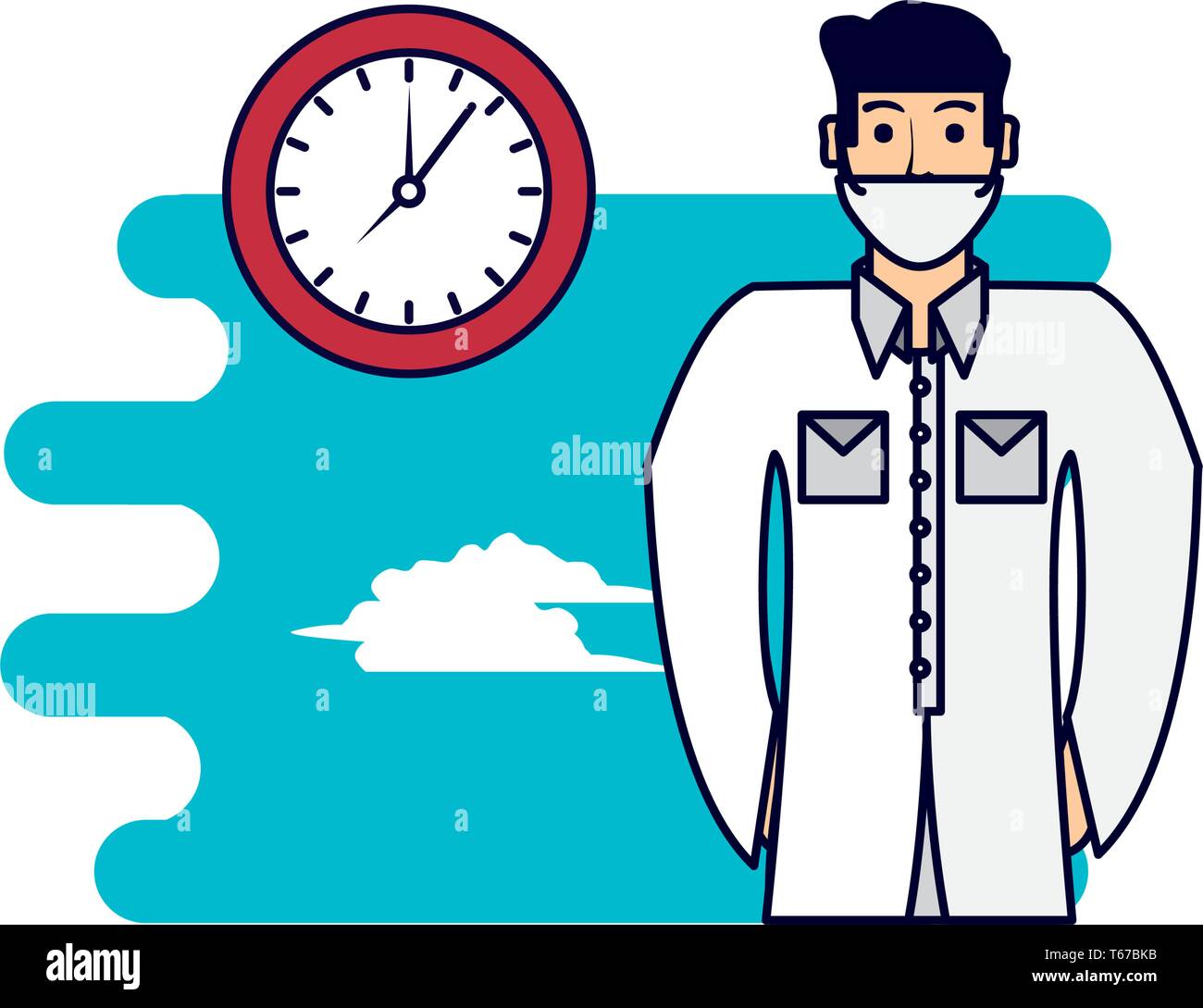 doctor professional with clock time vector illustration design Stock ...