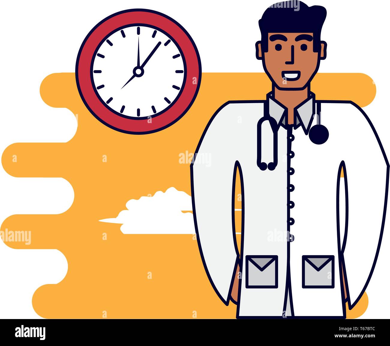 doctor professional with clock time vector illustration design Stock ...