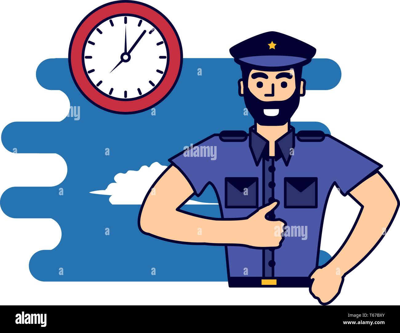 police officer with clock time vector illustration design Stock Vector ...