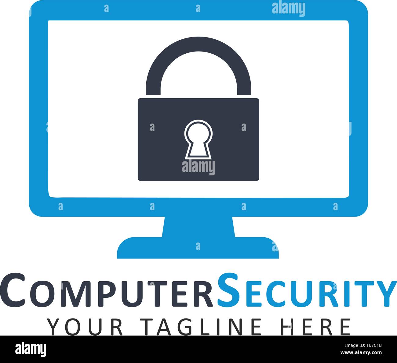 Computer security logo. Key symbol on monitor screen Stock Vector Image ...