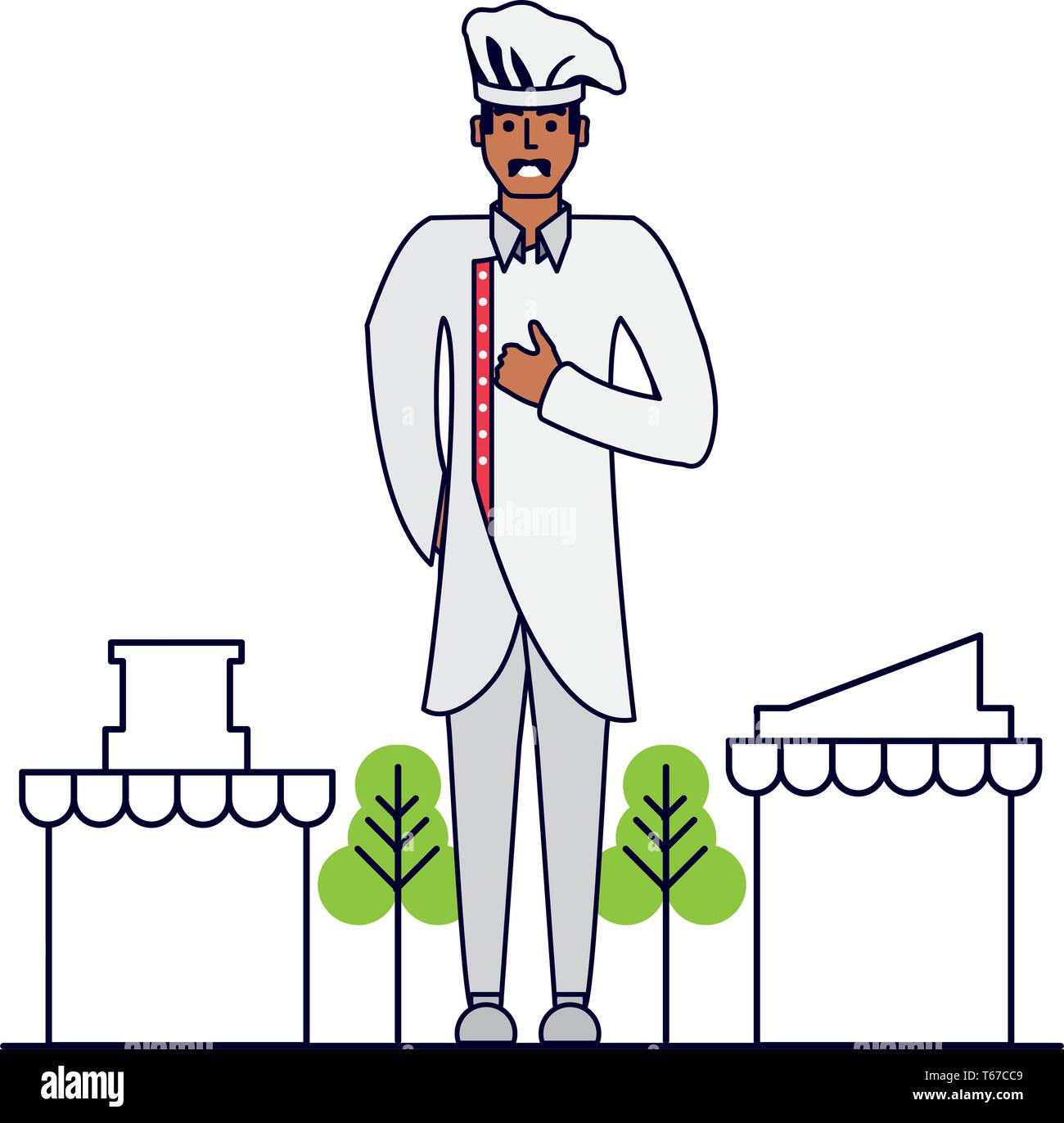 professional chef with cityscape vector illustration design Stock ...