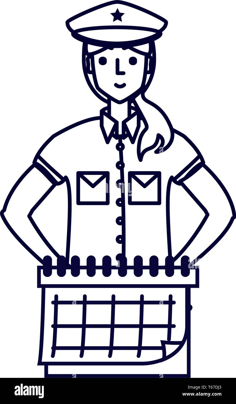 police officer female with calendar reminder vector illustration design ...