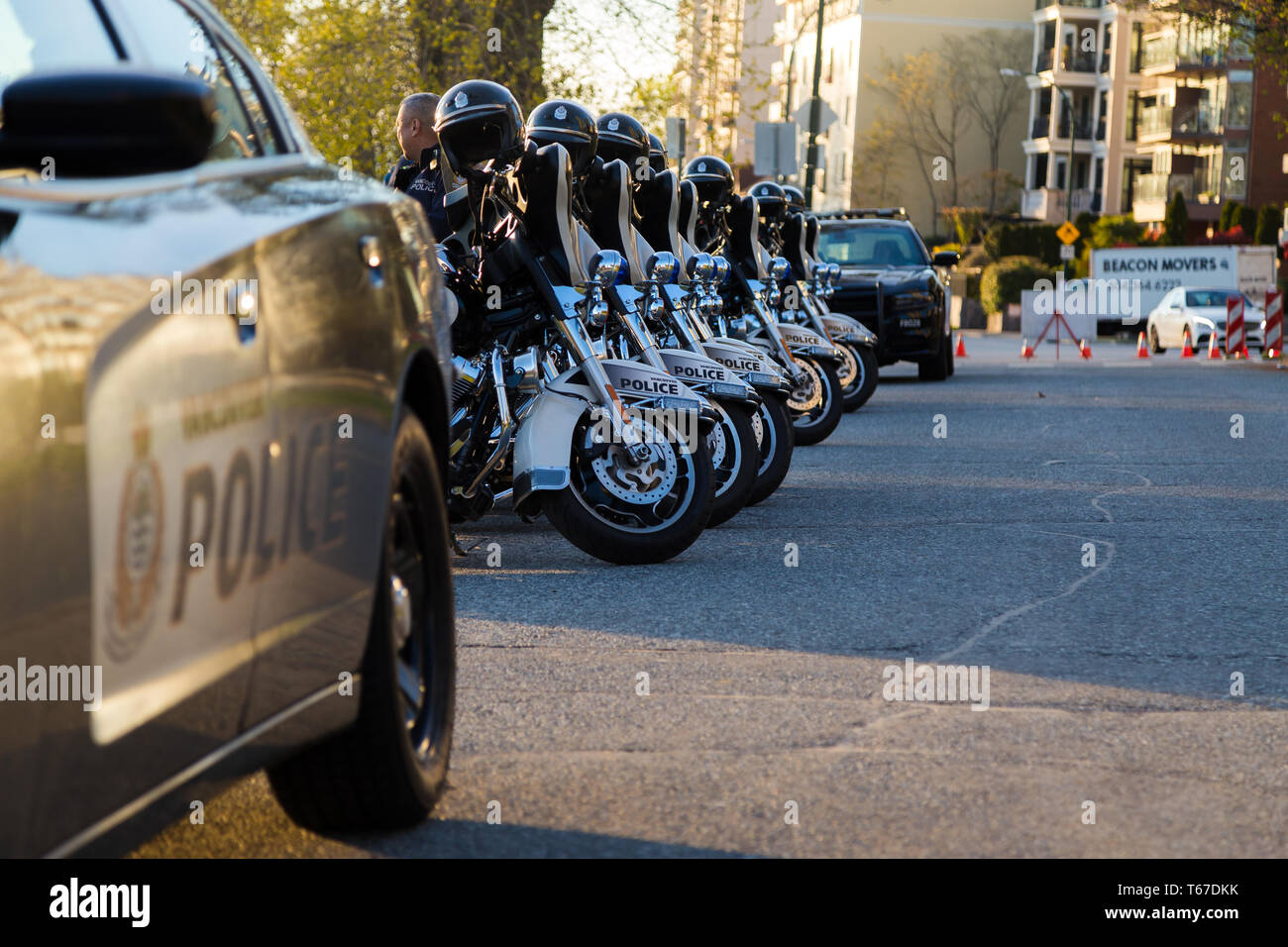 VANCOUVER, BC, CANADA - APR 20, 2019: VPD motorcycles and patrol ...