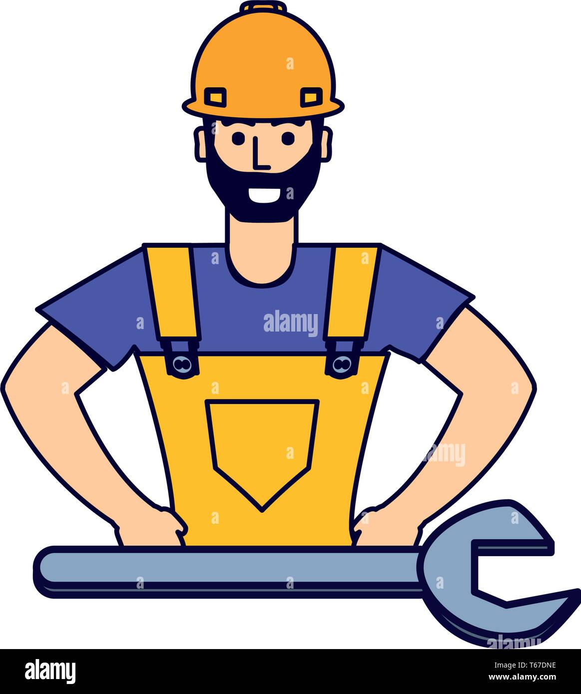 worker construction man with wrench tool vector illustration design ...