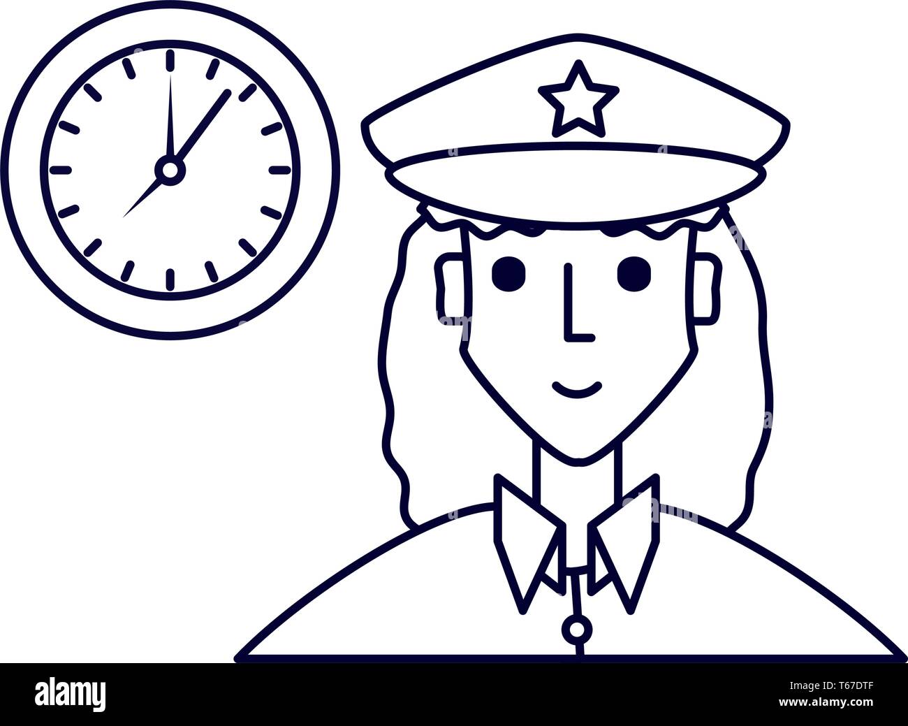 police officer female with clock time vector illustration design Stock ...