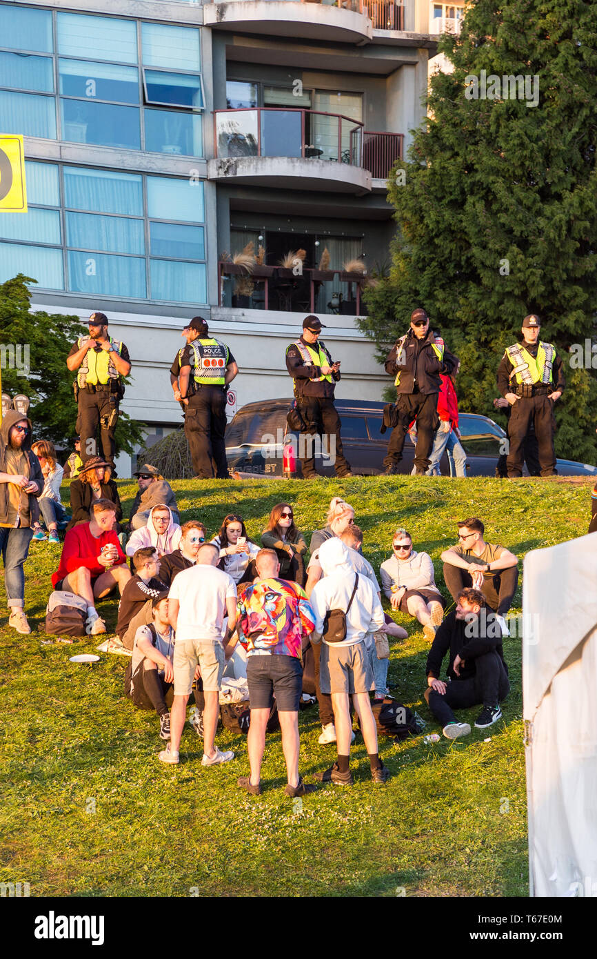 VANCOUVER, BC, CANADA - APR 20, 2019: Vancouver Police officers ...