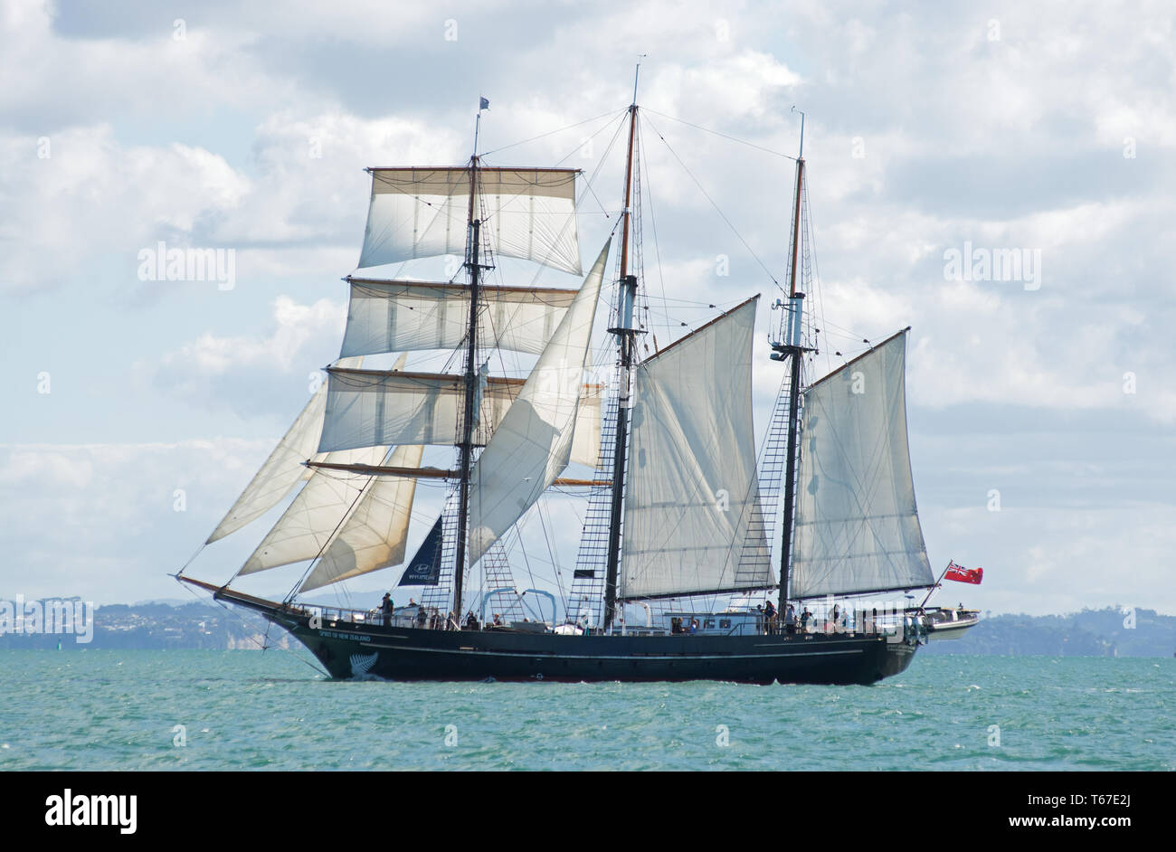 Training Ship Spirit of New Zealand in Full Sail Stock Photo - Alamy