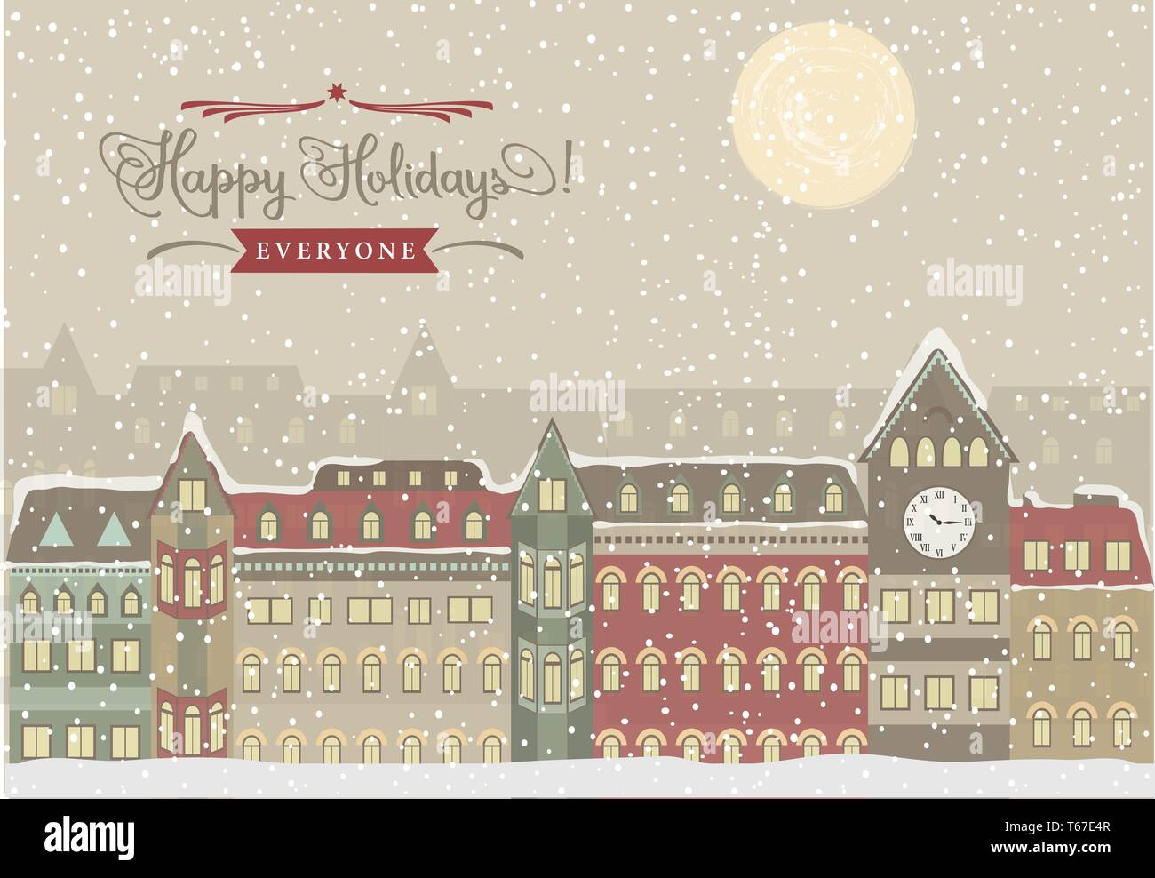 Winter Cityscape, Christmas Illustration Stock Photo - Alamy