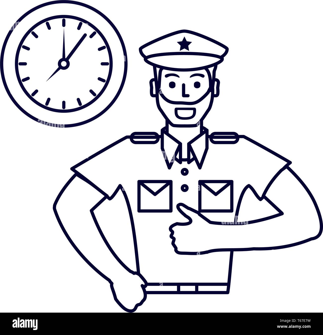 police officer with clock time vector illustration design Stock Vector ...