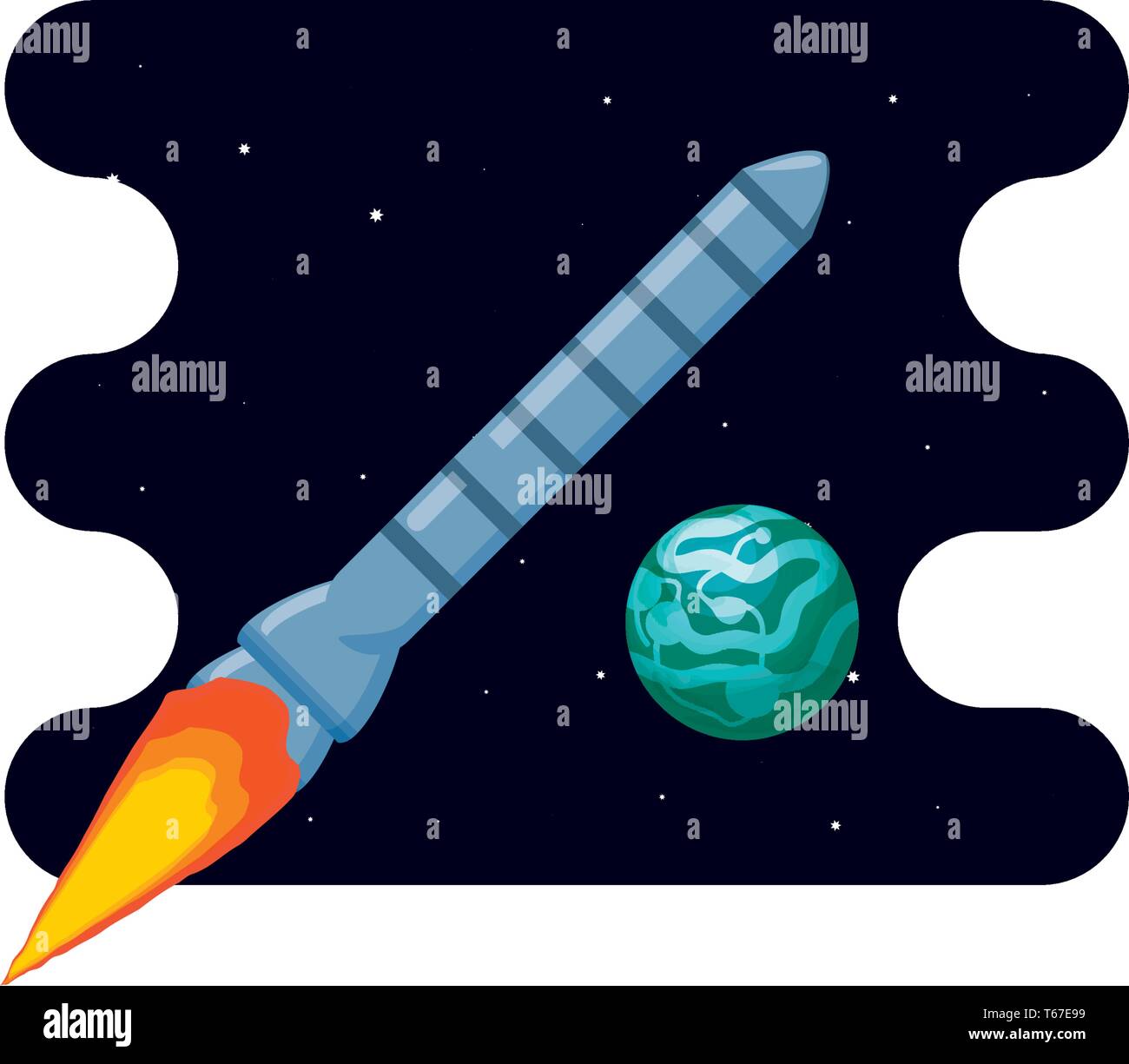 venus planet with rocket scene space vector illustration design Stock ...