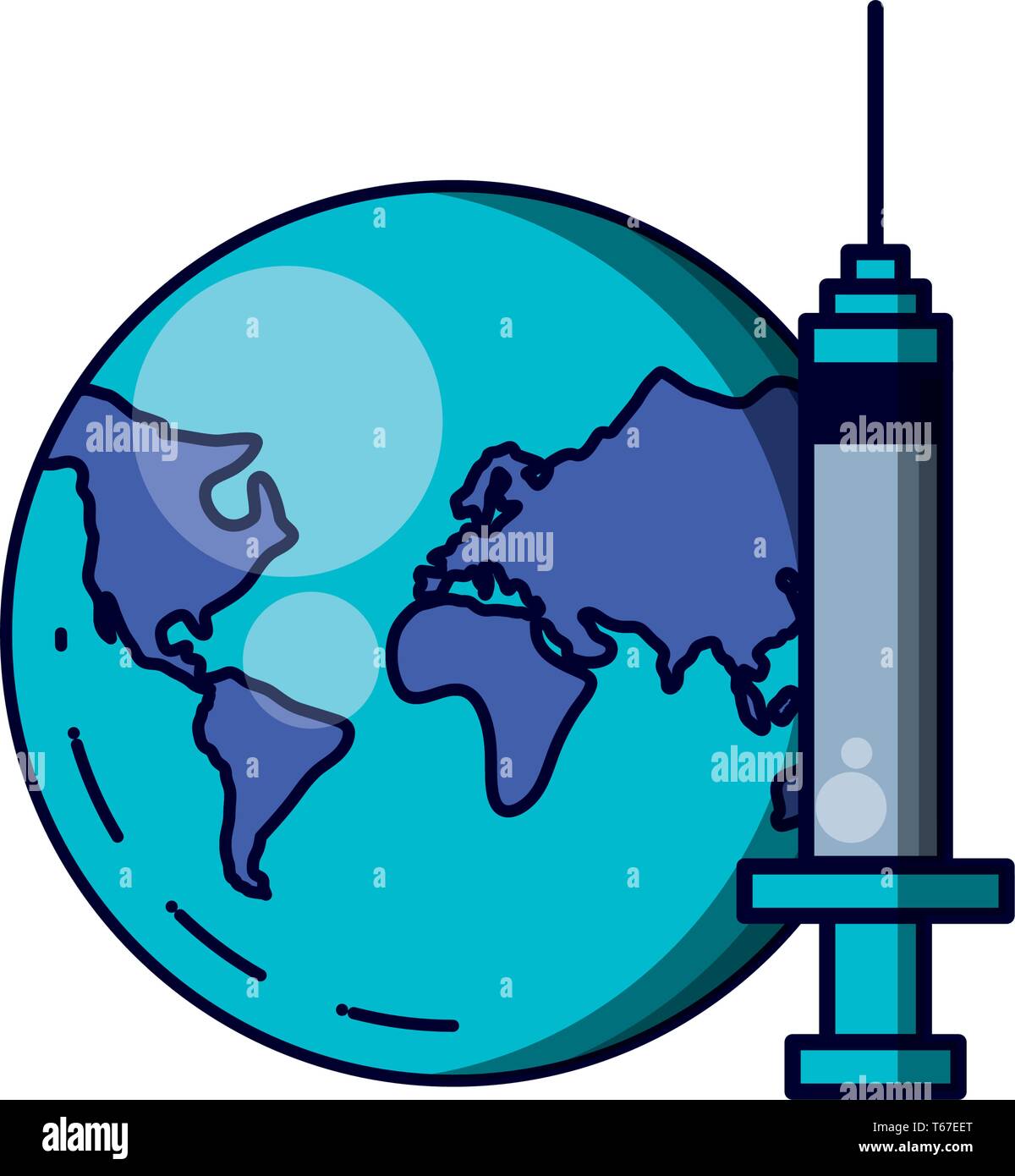 medical injection with planet earth vector illustration design Stock ...