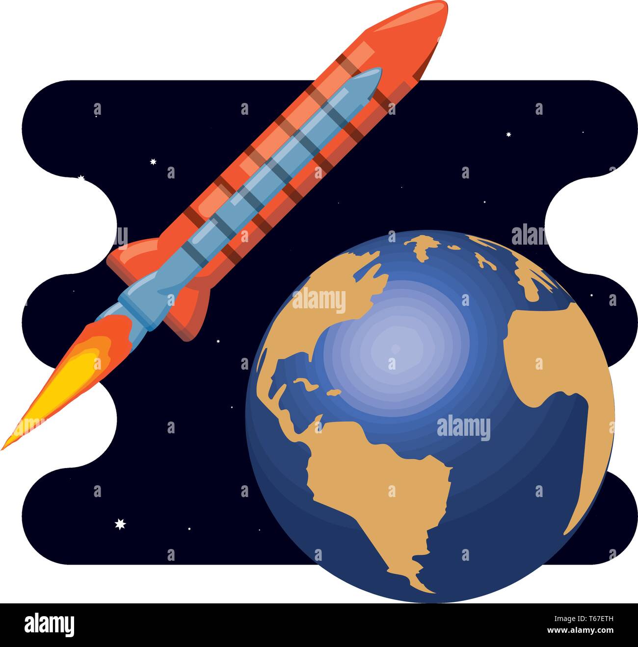 earth planet with rocket scene space vector illustration design Stock ...