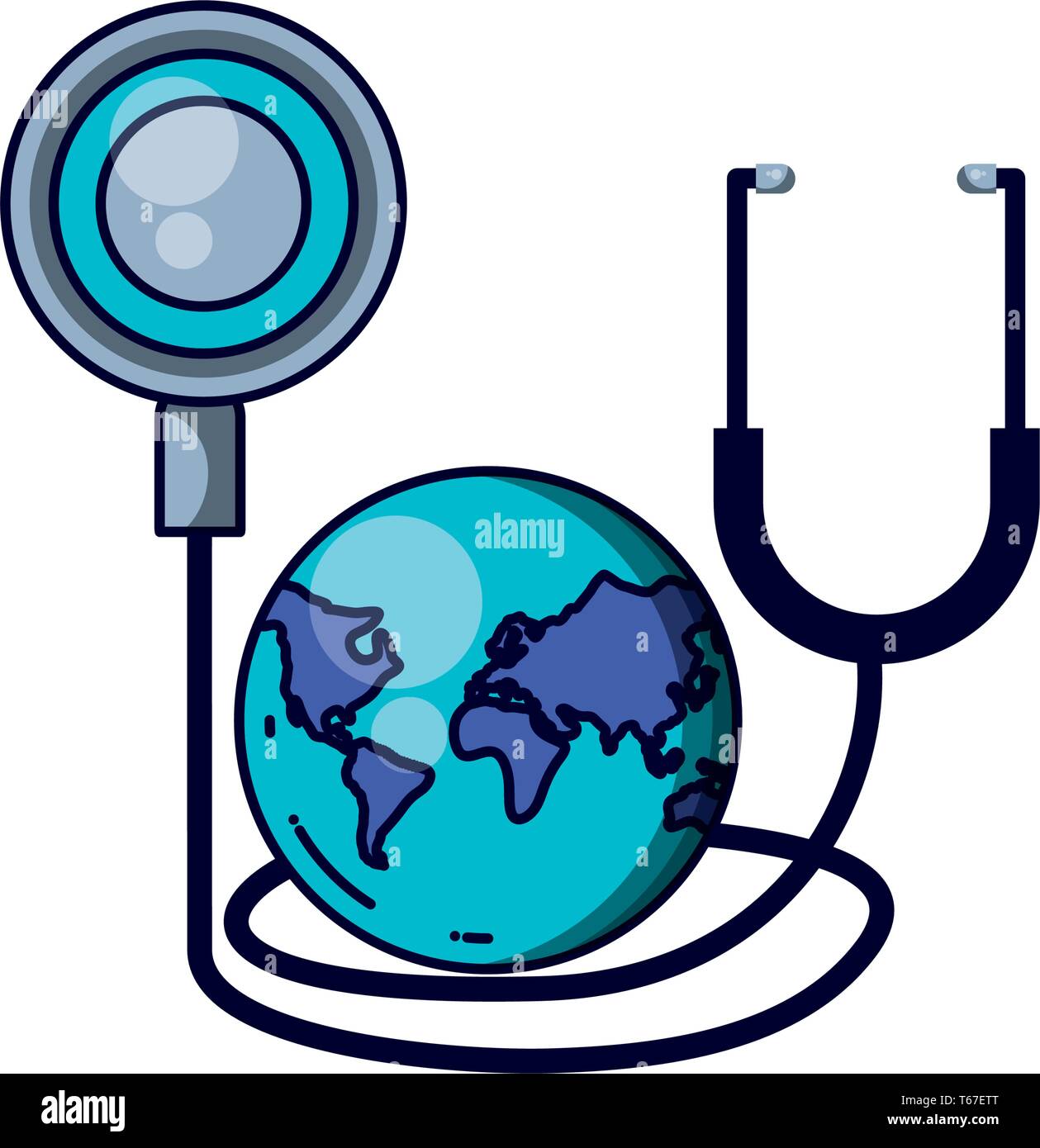 stethoscope medical with planet earth vector illustration design Stock ...