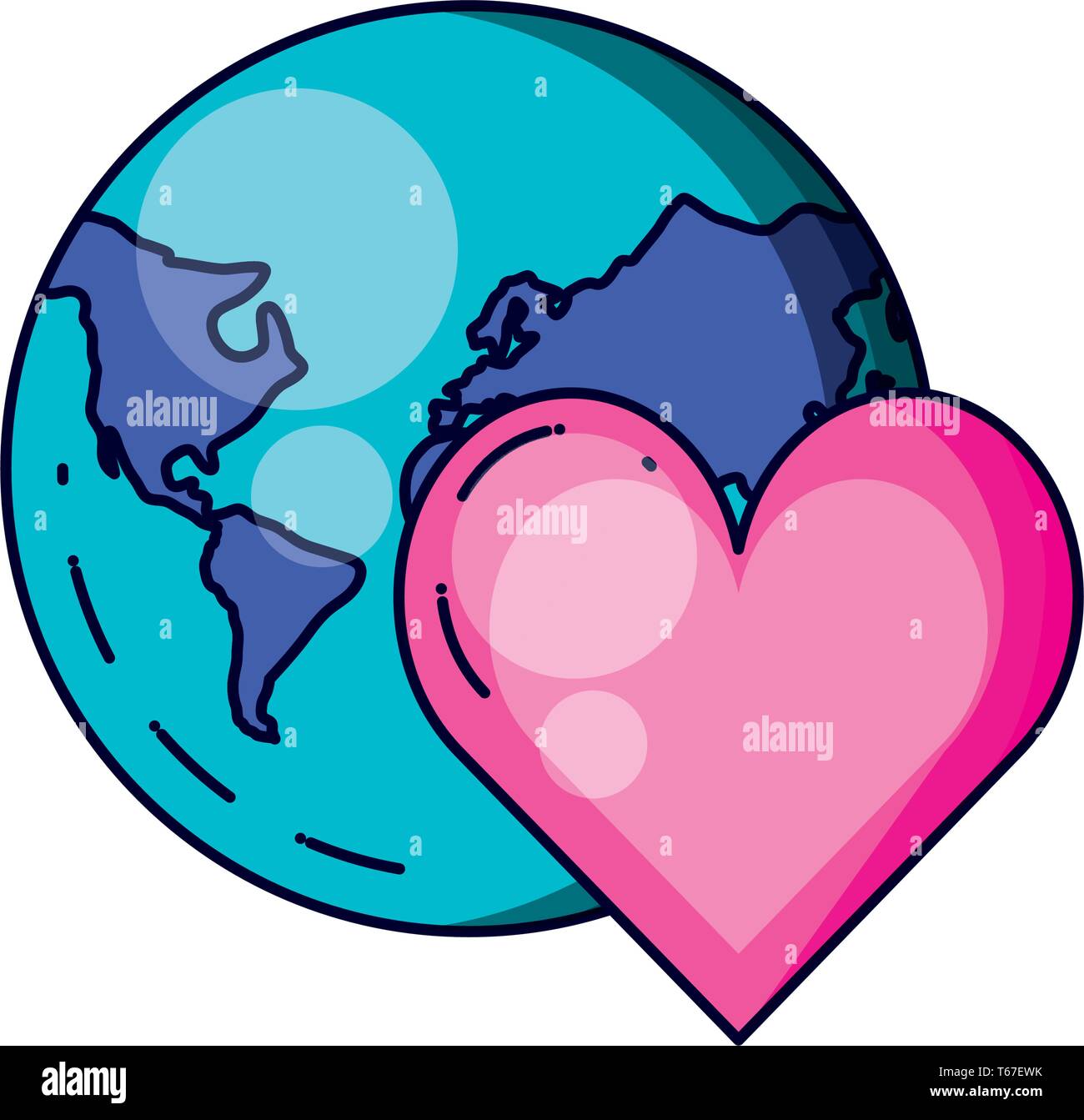 heart love with planet earth vector illustration design Stock Vector ...