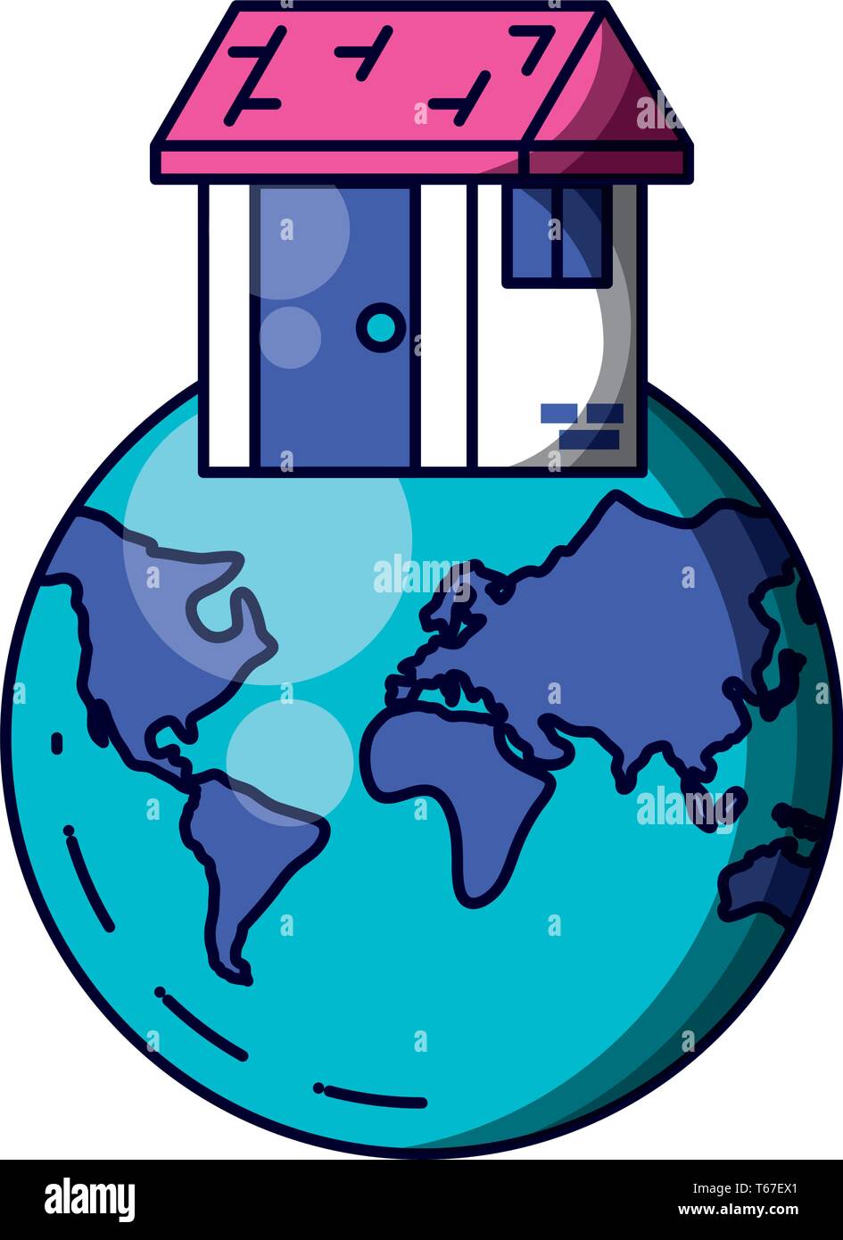 planet earth with house building vector illustration design Stock ...
