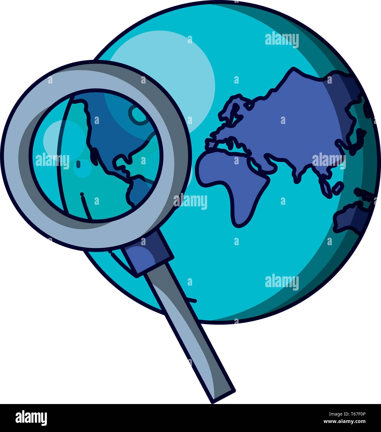 planet earth with magnifying glass vector illustration design Stock ...