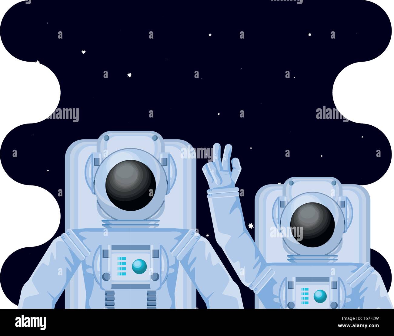 astronauts characters in space scene vector illustration design Stock ...